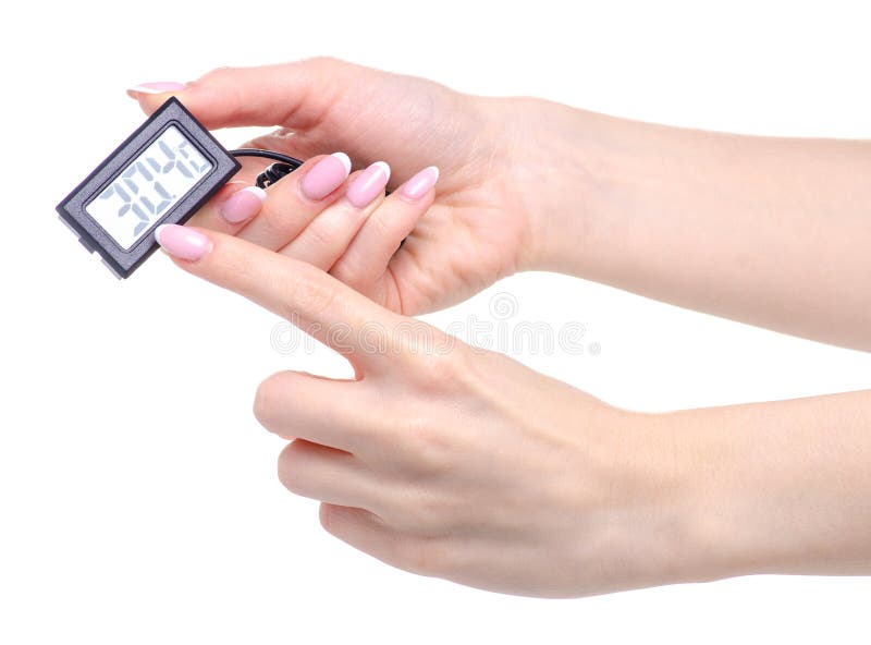 Temperature Sensor Display in Hand Stock Image - Image of instrument ...