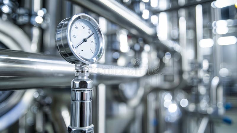 A Temperature Sensor, Mounted on a Pipe in a Bustling Industrial ...