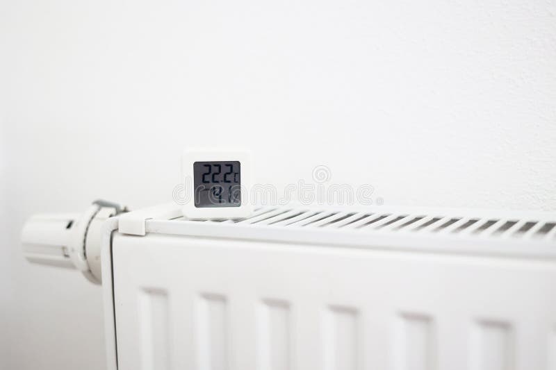 Temperature Sensor, Thermometer on a Heating Radiator Stock Image ...