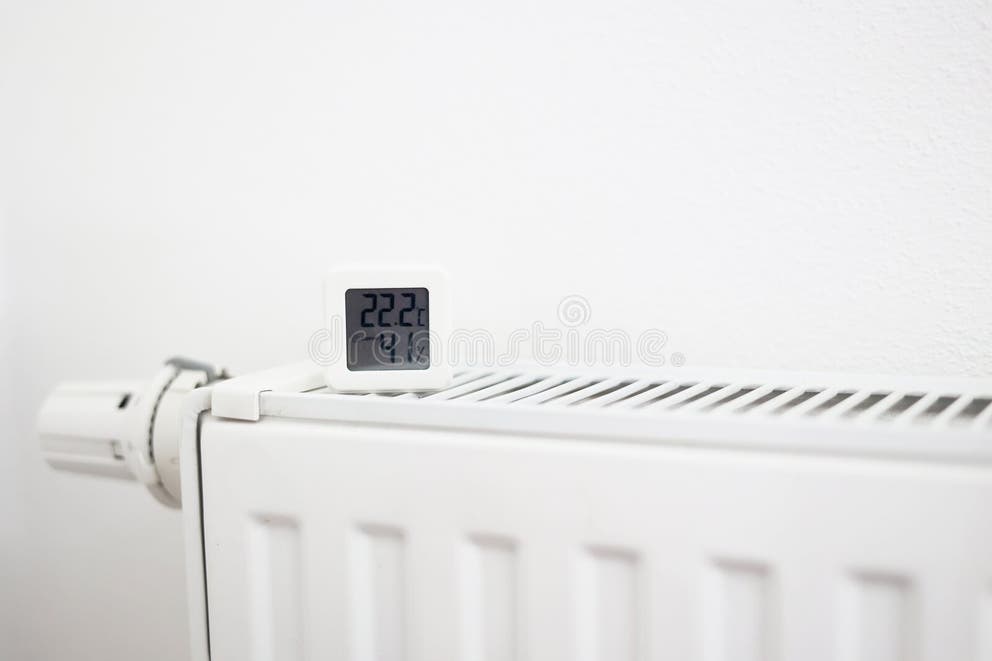 Temperature Sensor, Thermometer on a Heating Radiator Stock Image ...
