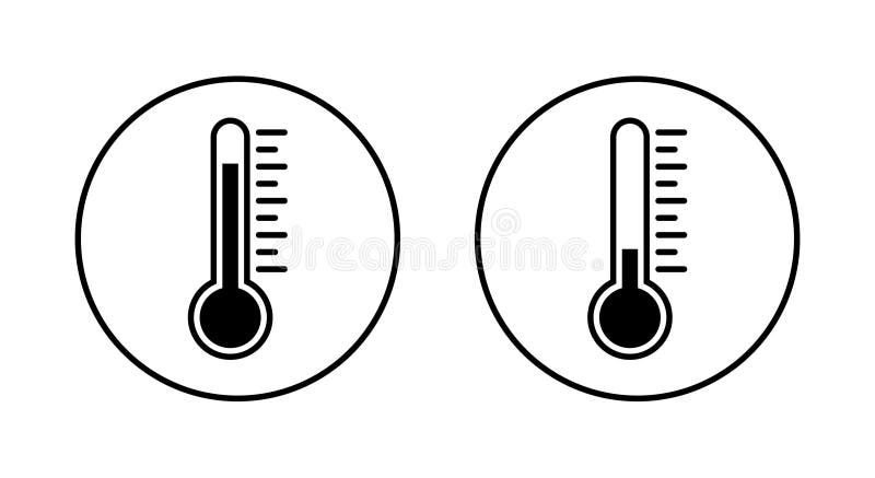 Temperature, Thermometer Icon Vector on Circle Line Stock Illustration ...