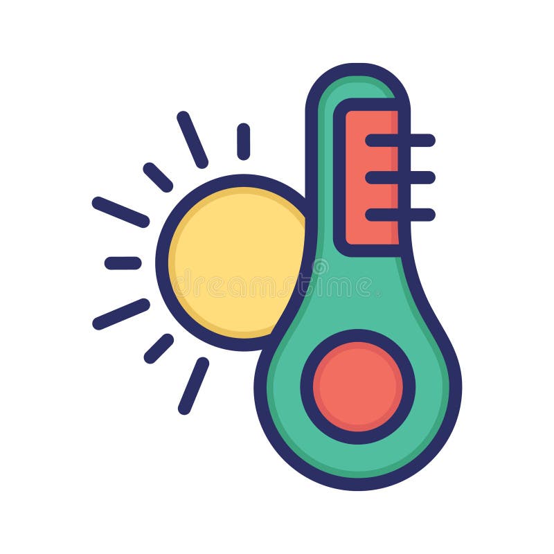 Temperature, Thermometer, Sun, Measure Fully Editable Vector Icon Stock ...