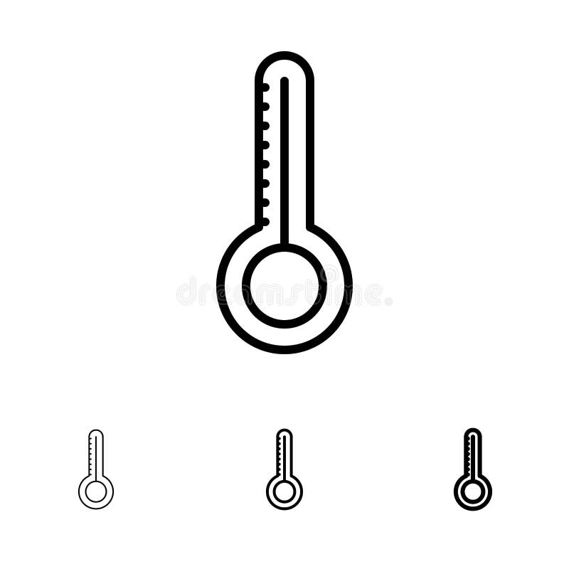 Temperature, Thermometer, Weather Bold and Thin Black Line Icon Set ...