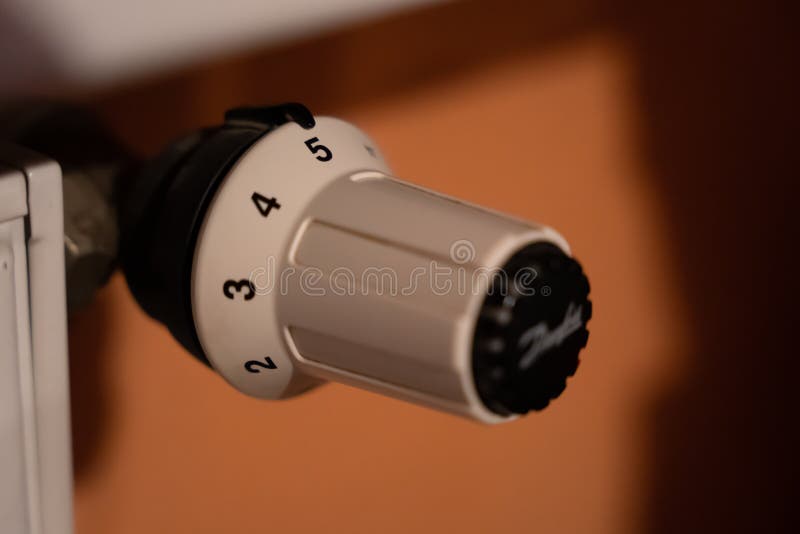 Temperature Thermostat Knob of Heating Radiator Set at Maximum Level ...