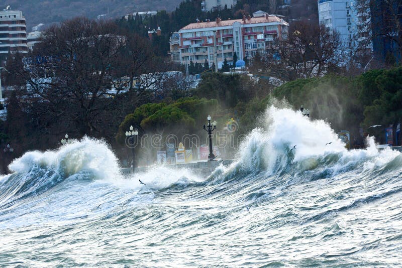 Tempesta Sul Mar Nero Yalta, Crimea, Ucraina Immagine Stock - Immagine ...