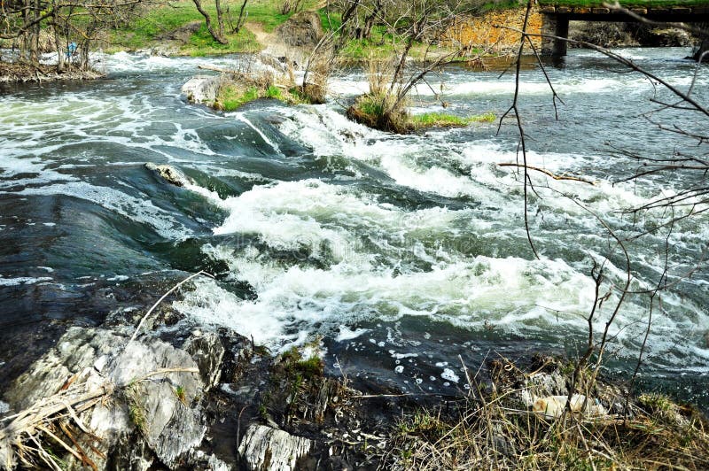 Tempestuous River with Small Stone Rapids Stock Photo - Image of small ...