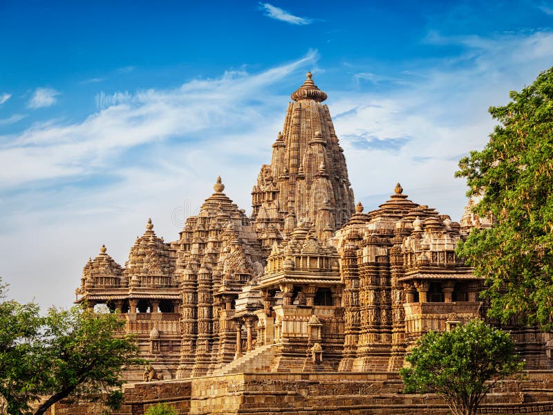 Tempie famose di Khajuraho fotografia stock. Immagine di osservazione ...