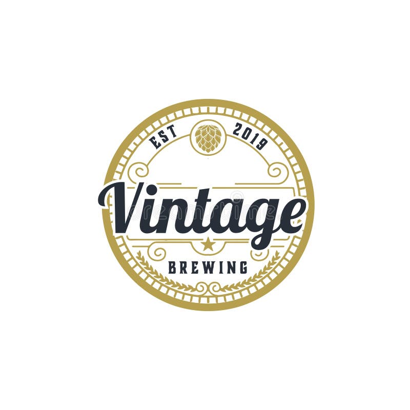Vintage Retro Beer Brewing Brewery Hop Label Logo Design Vector Stock ...