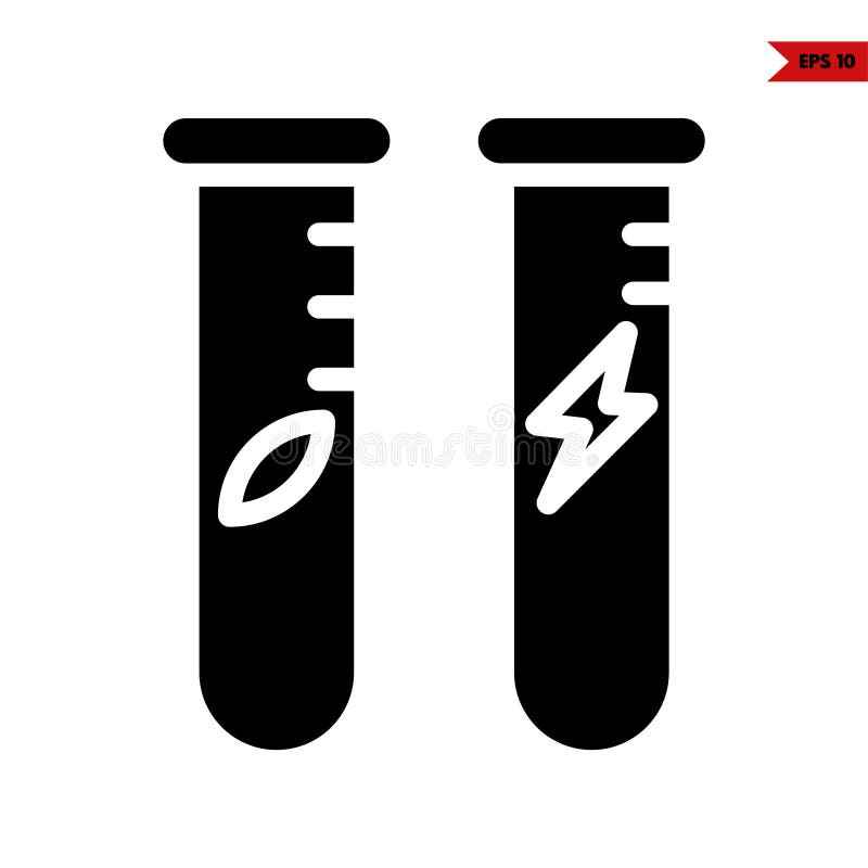 Illustration of Two Test Tubes Glyph Icon Stock Vector - Illustration ...
