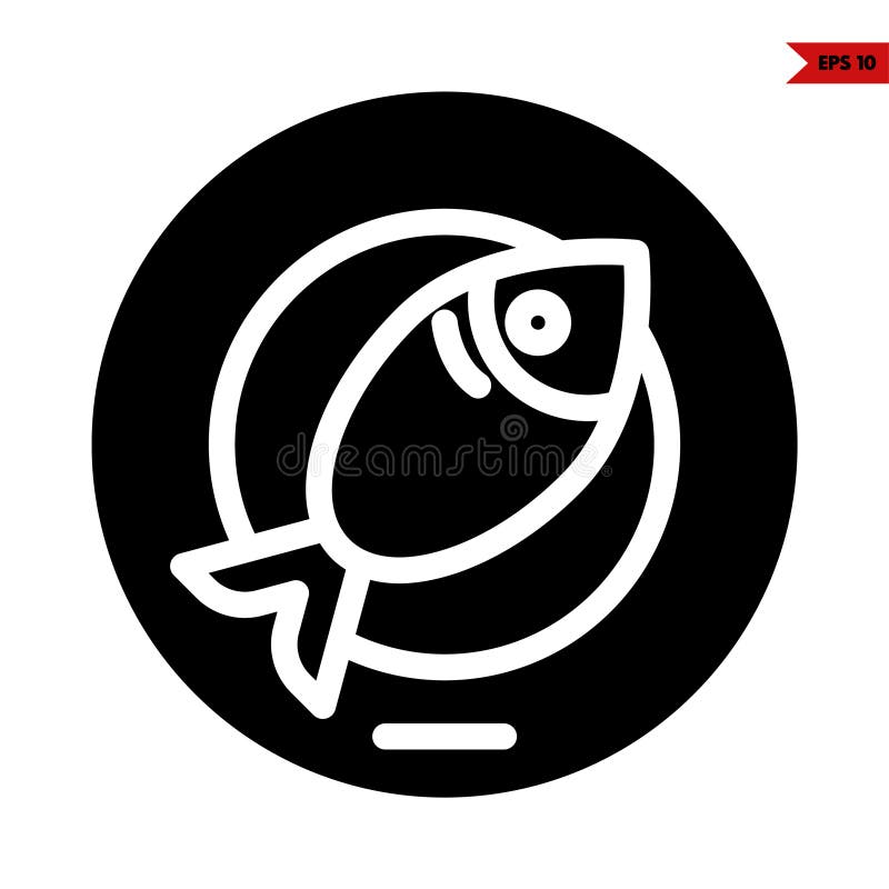 Illustration of Fried Fish in a Plate Glyph Icon Stock Vector ...