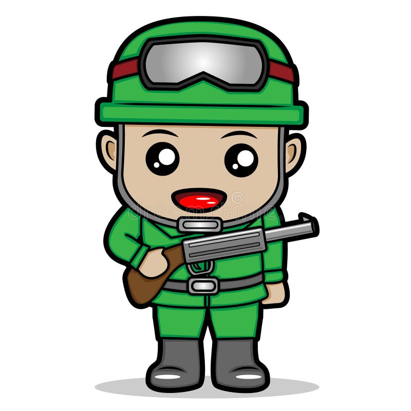 Smiling Soldier Holding a Rifle Stock Vector - Illustration of ...