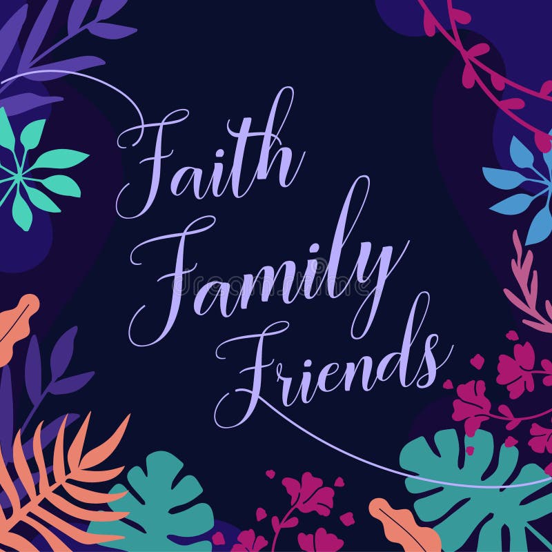 Faith Family Friends Quote Vector Autumn Natural Square Frame Stock ...