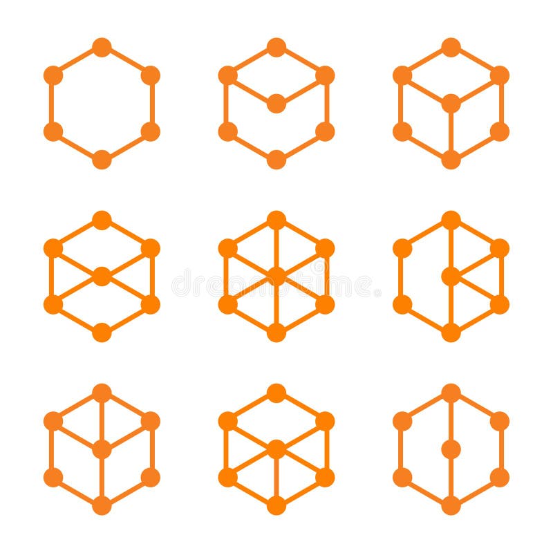 Hexagon Dots Set Logo Icon Template Stock Vector - Illustration of pattern, business: 301982073