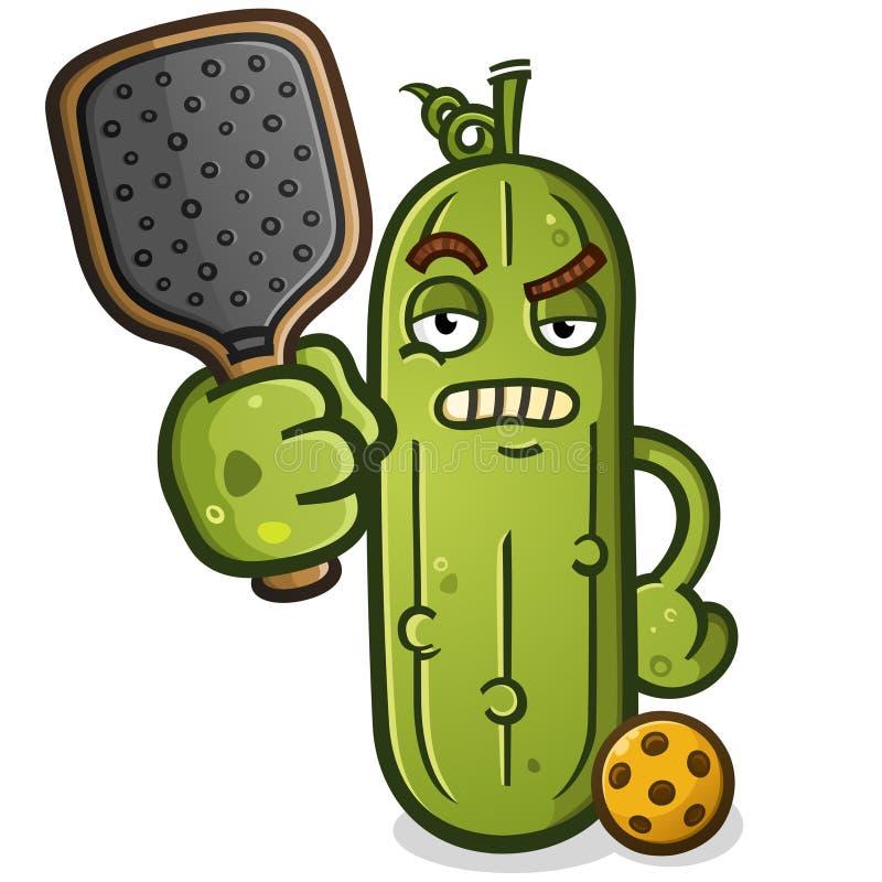 Grumpy Old Pickle Cartoon Ready To Beat You in a Pickleball Match Up ...