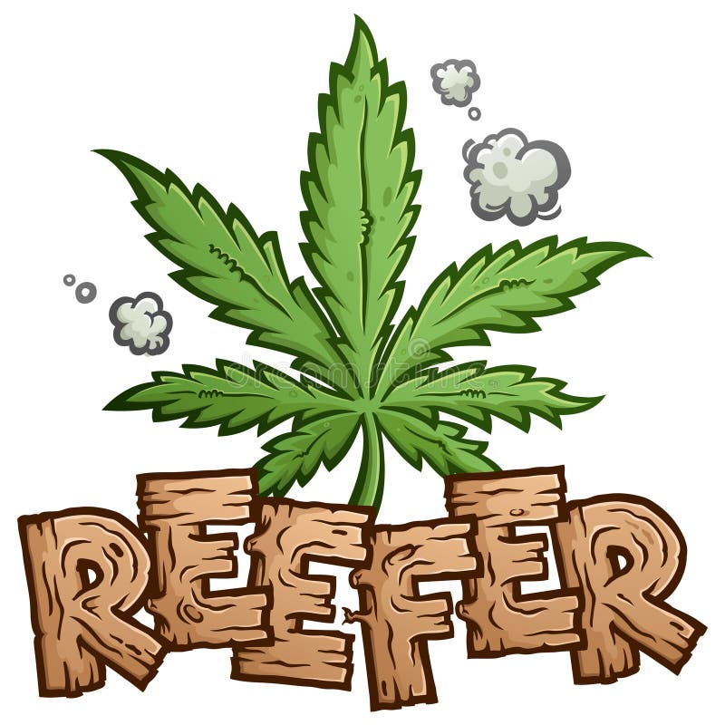 Marijuana Leaf with Wooden Letters Spelling Out REEFER Design Stock ...