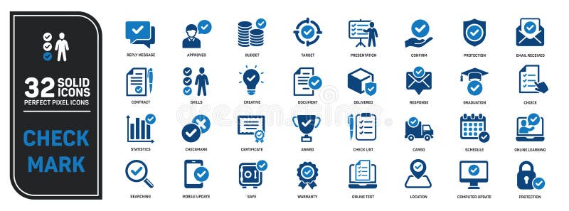 Checkmark Solid Icons Collection. Containing Approve, Done, Choice ...