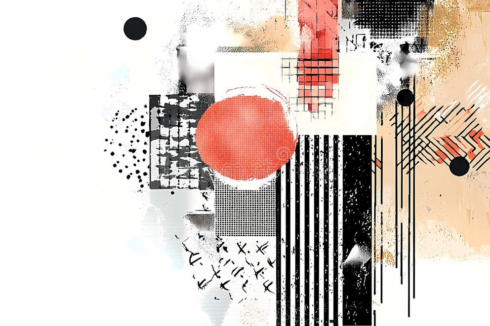 Template with Abstract Layers of Texture and Dots Stock Illustration ...