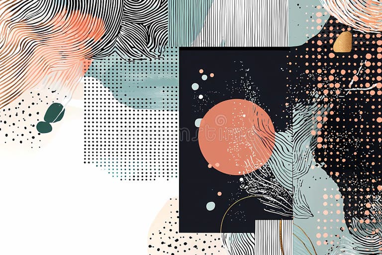 Template with Abstract Layers of Texture and Dots Stock Illustration ...