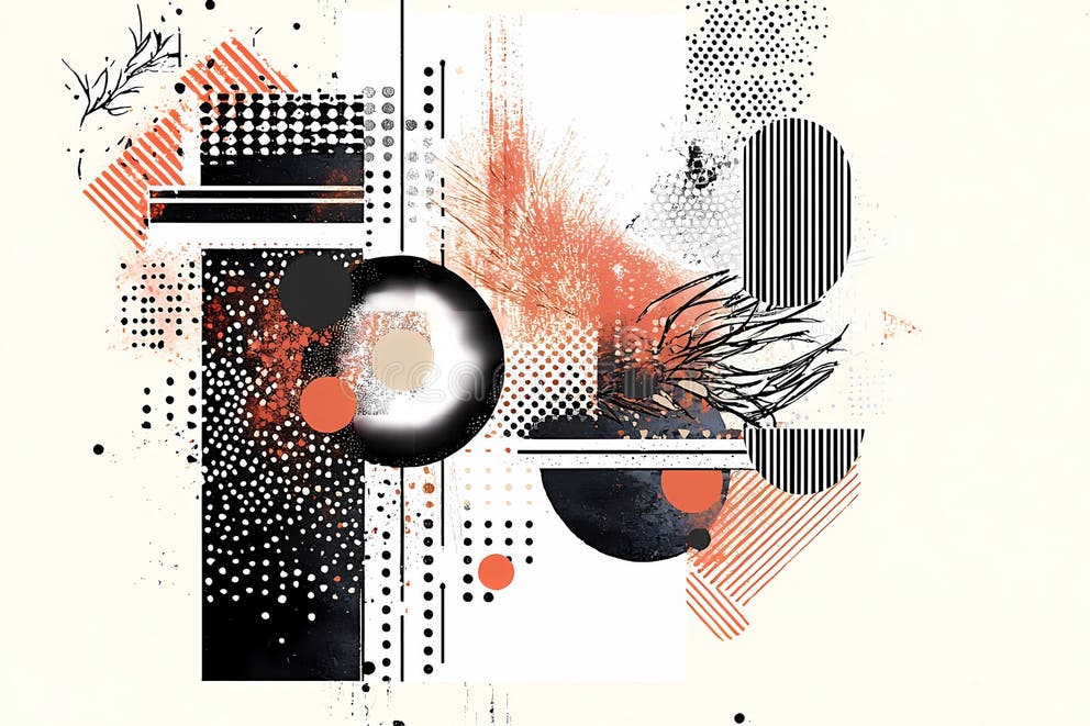 Template with Abstract Layers of Texture and Dots Stock Illustration ...