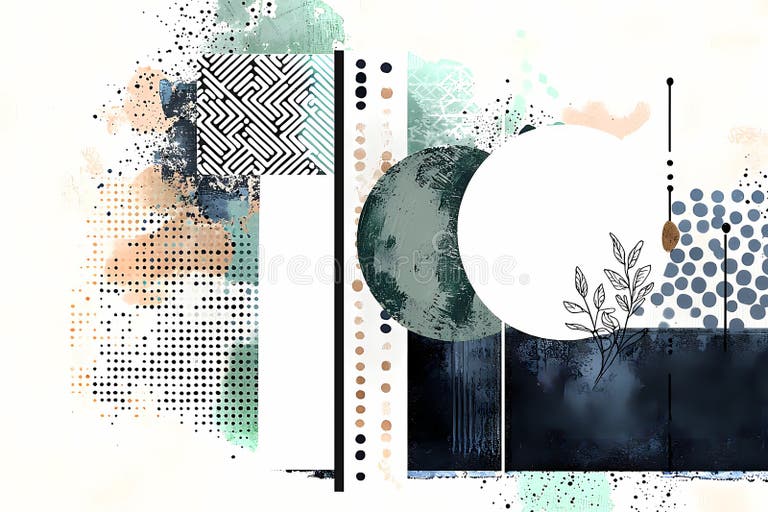 Template with Abstract Layers of Texture and Dots Stock Illustration ...