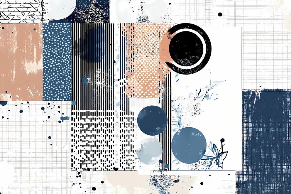 Template with Abstract Layers of Texture and Dots Stock Illustration ...