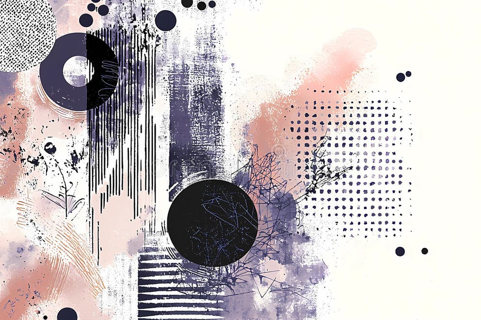 Template with Abstract Layers of Texture and Dots Stock Illustration ...