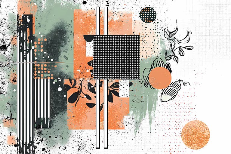 Template with Abstract Layers of Texture and Dots Stock Illustration ...