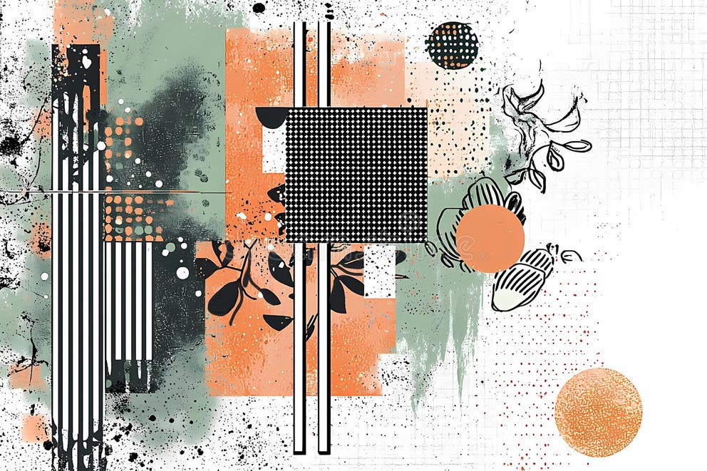 Template with Abstract Layers of Texture and Dots Stock Illustration ...
