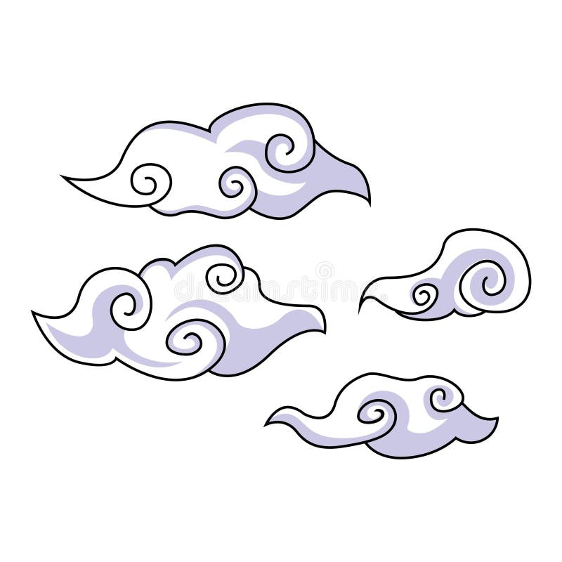 Set of Japanese Style Cloud Design Illustration Stock Vector ...
