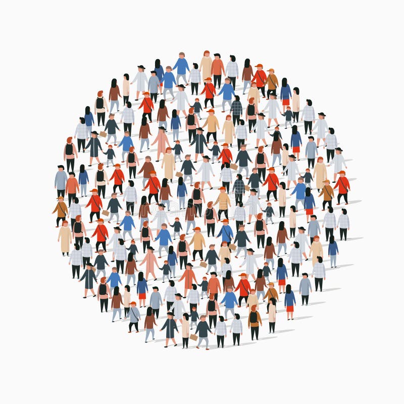 Template for Advertising Brochure with People Crowd in Shape of Circle ...