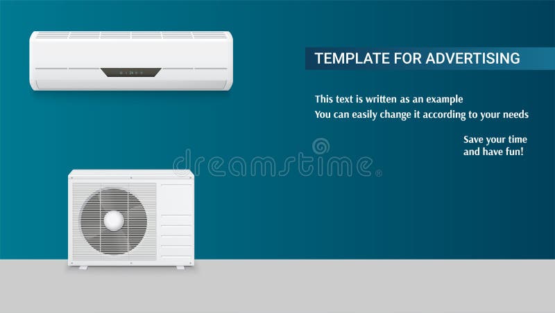 Template with Air Conditioning for Advertisement on Horizontal Long ...