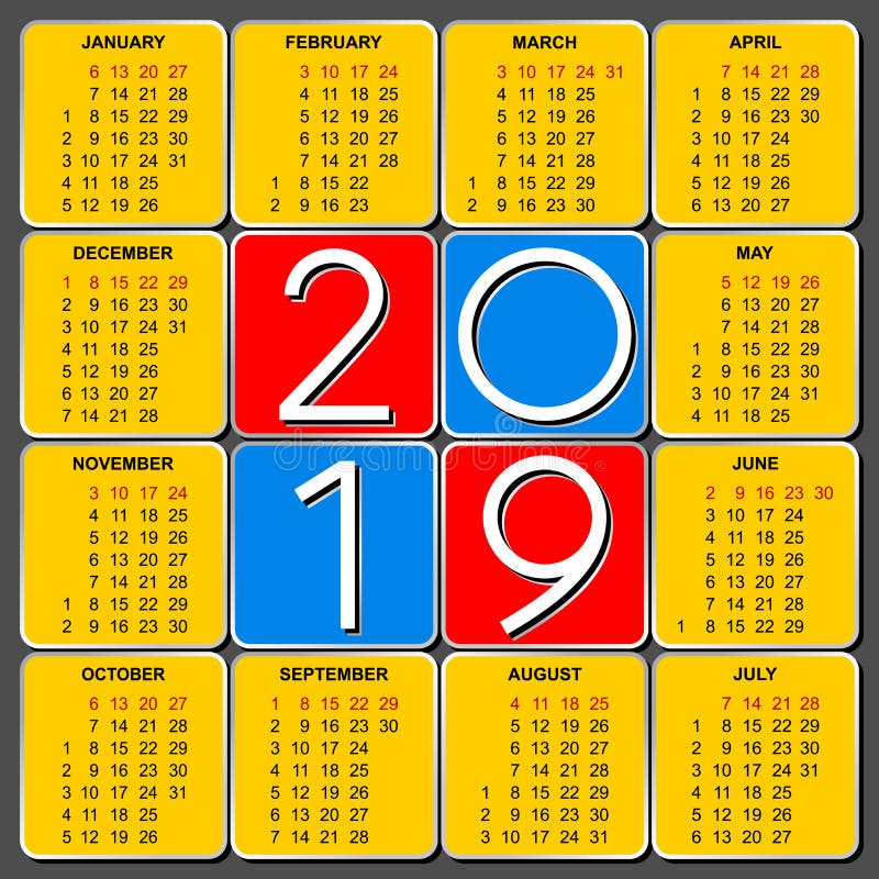 American Calendar Grid for 2020 Stock Vector - Illustration of office ...