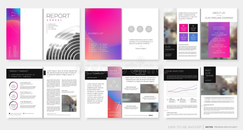Template for the Annual Report, Design with Elements of a Round Shape ...