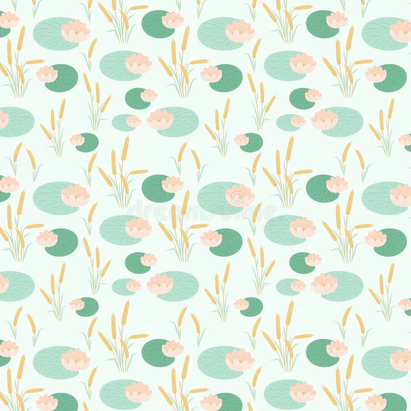Floral Seamless Pattern. Vector Background Design With Water Lilies ...