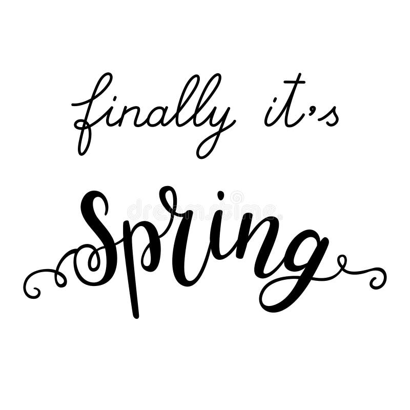 Spring Hand Drawn Lettering Design with Floral Decorative Elements and ...