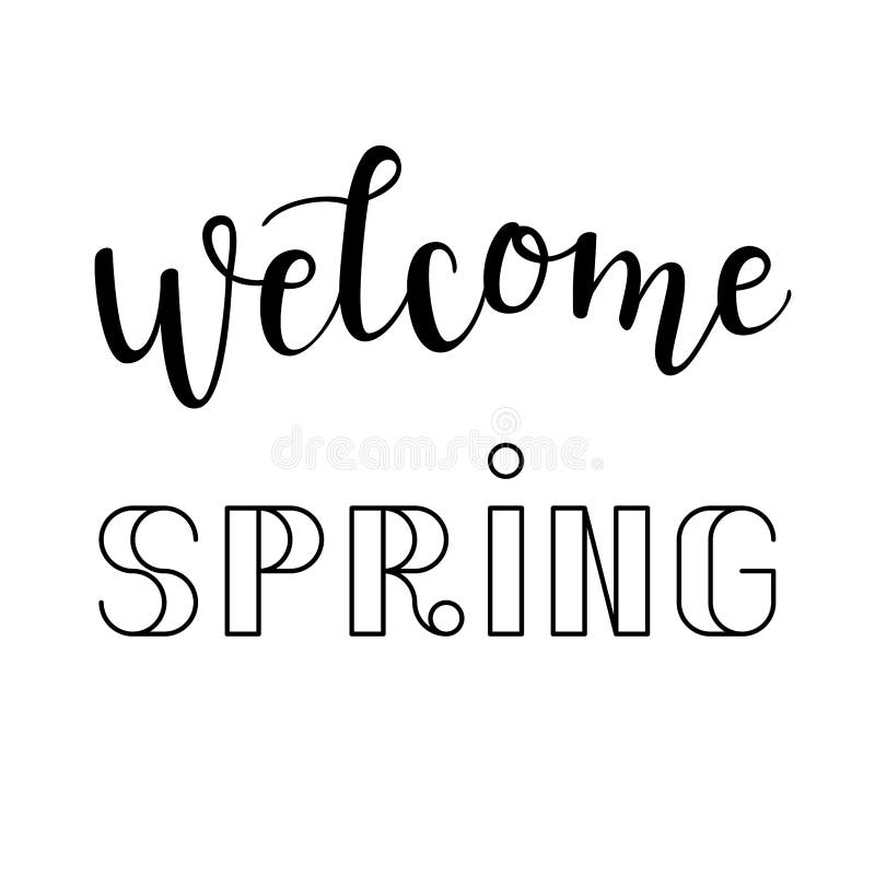 Spring Hand Drawn Lettering Design with Floral Decorative Elements and ...