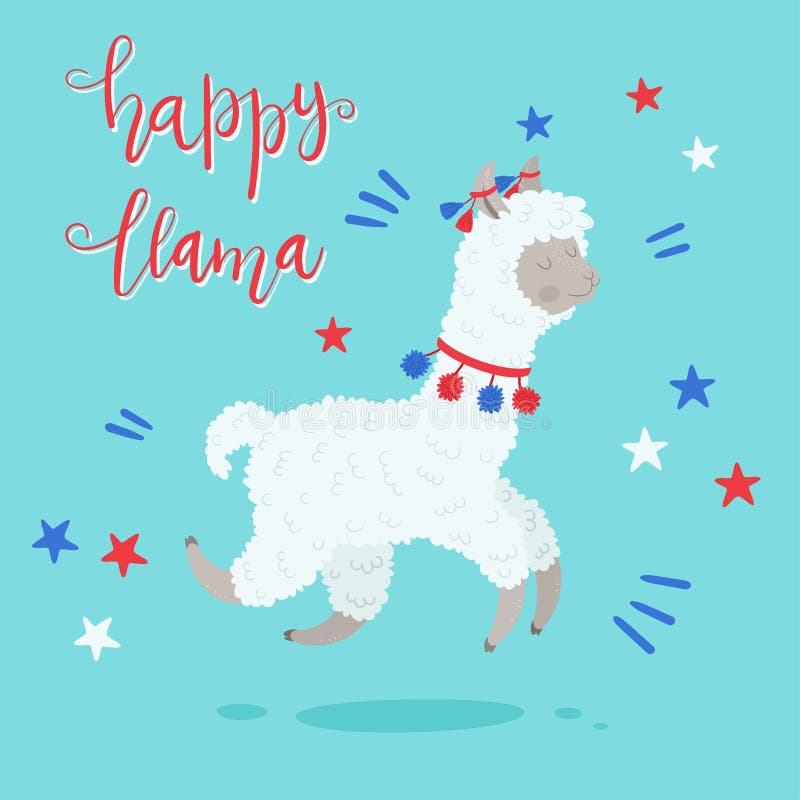 Happy llama running stock vector. Illustration of latin - 210128113