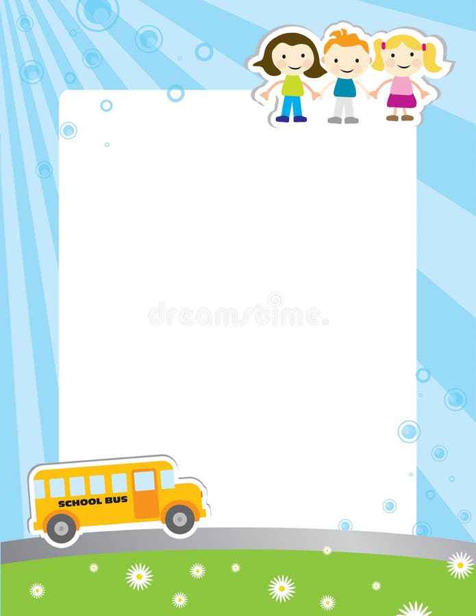 Cute Cartoon Kids and School Bus Frame Stock Vector - Illustration of ...
