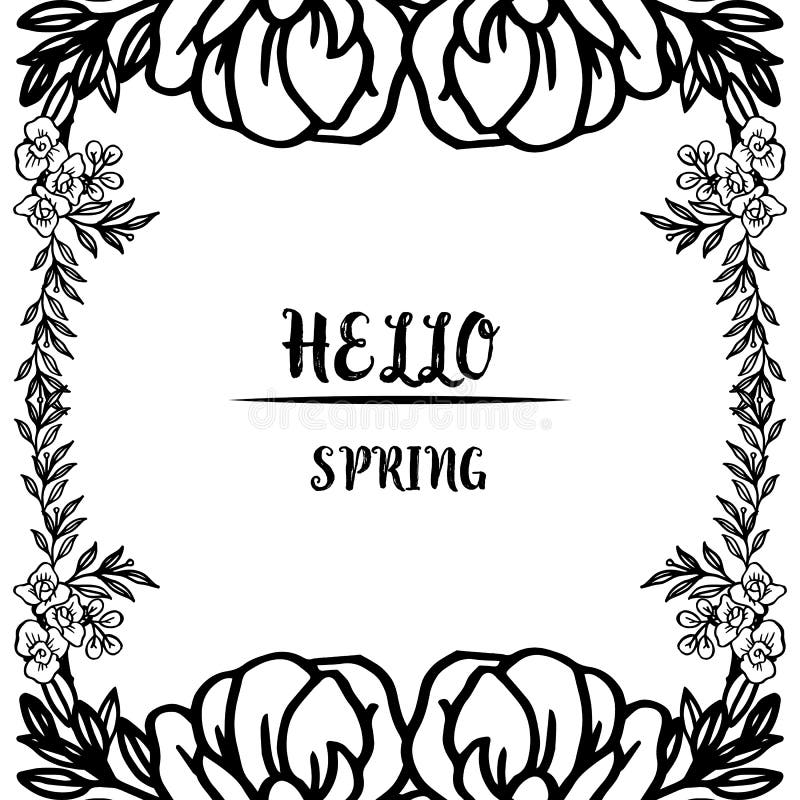 Template for Banner of Hello Spring, with Silhouette Leaf Floral Frame ...