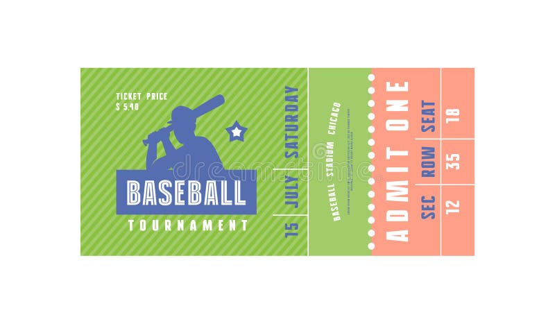 Template of Baseball Ticket Stock Vector - Illustration of horizontal ...