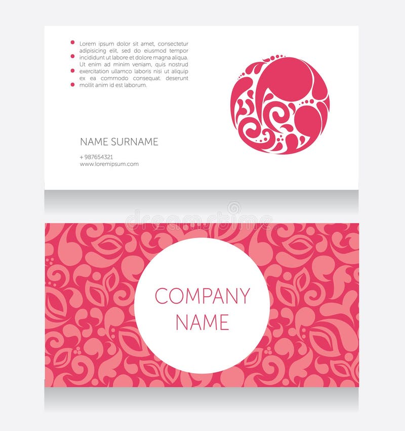 Template for Beautiful Pink Business Cards Stock Vector - Illustration ...