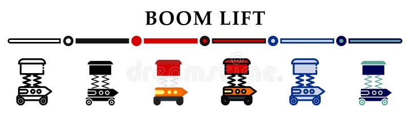 Boom Lift Icons Collection. Vector Illustration. Stock Vector ...