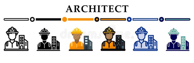 Architech Icon Collection. 6 Style Icons Set. Stock Vector ...