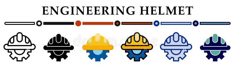 Engineering Helmet Icon Collection. 6 Style Icons. Stock Vector ...