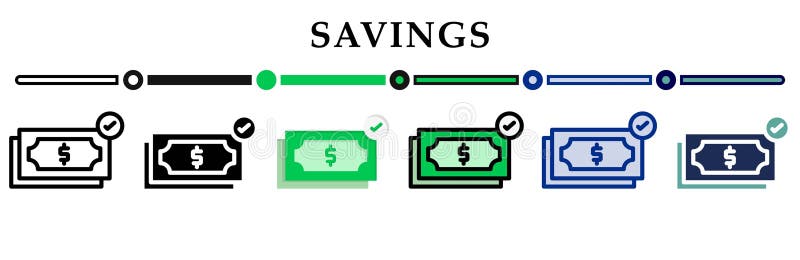 Savings Icons Collection on Web Banner Design Stock Vector ...