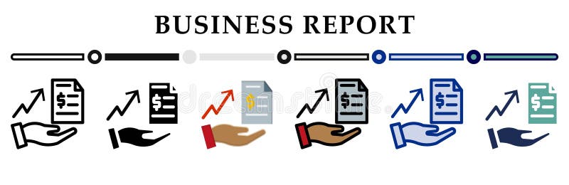 Business Report Icons Collection on Web Banner Design Stock Vector ...