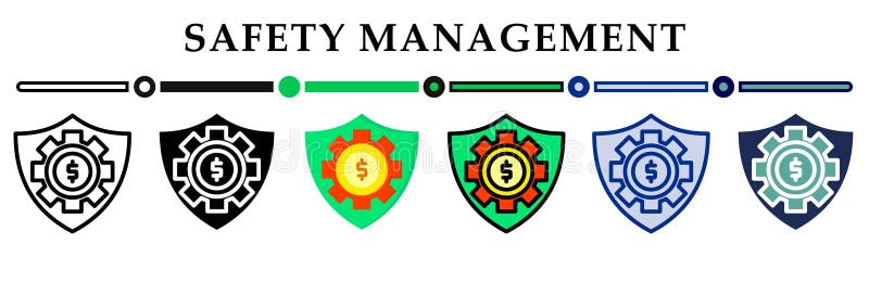 Safety Management Icon Collection on Web Banner Concept Stock Vector ...