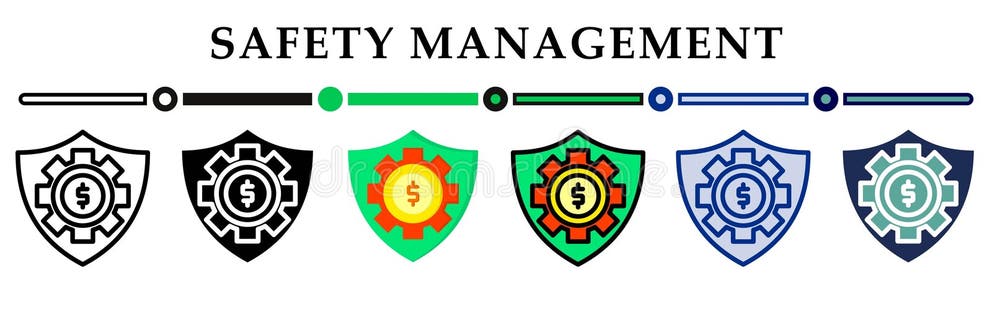 Safety Management Icon Collection on Web Banner Concept Stock Vector ...