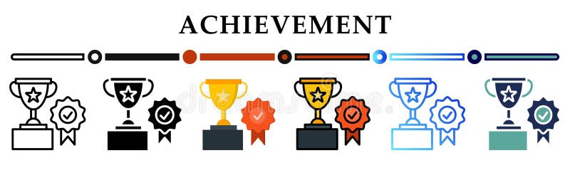 Achievement Icon. Various Style Icons on Web Banner with Flat, Solid ...