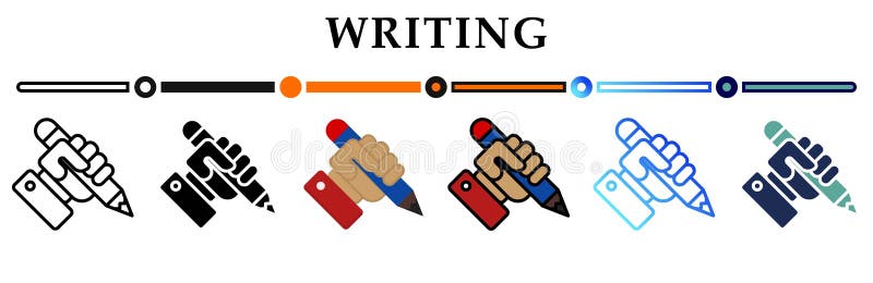 Writing Icon. Various Style Icons on Web Banner. Stock Illustration ...